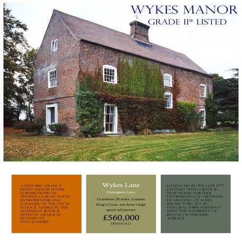 ebrochure, listed manor house, Lincolnshire, easy reach of London ...