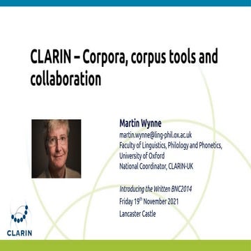 CLARIN - Corpora, corpus tools and collaboration | PDF