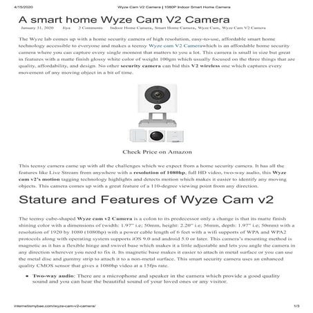 Wyze Cam V2 Camera | PDF