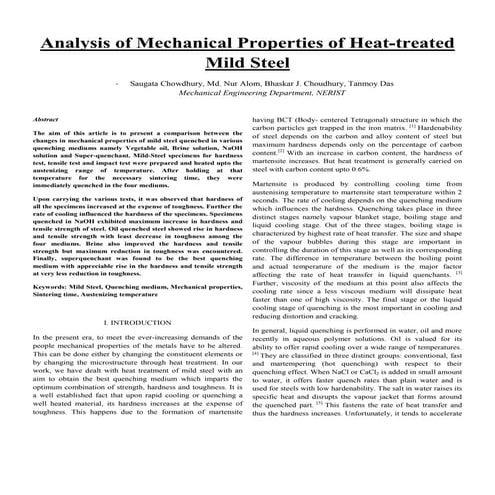 Analysis of mechanical properties of heat treated mild steel | PDF