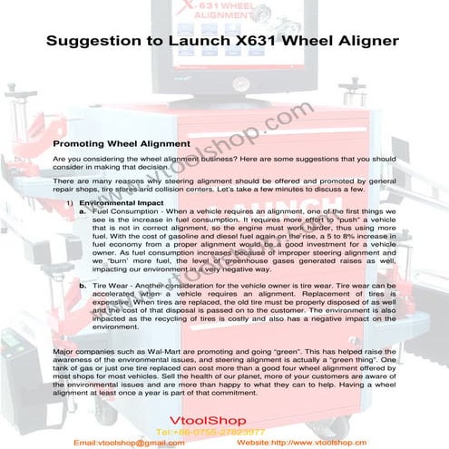 Promotion x631 wheel aligner | PDF