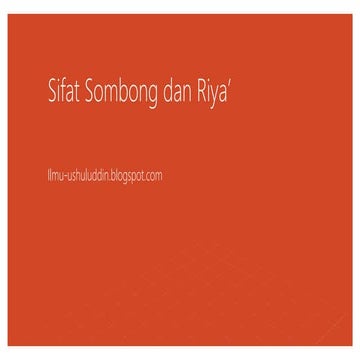 Sifat Sombong dan Riya’ | PPTX