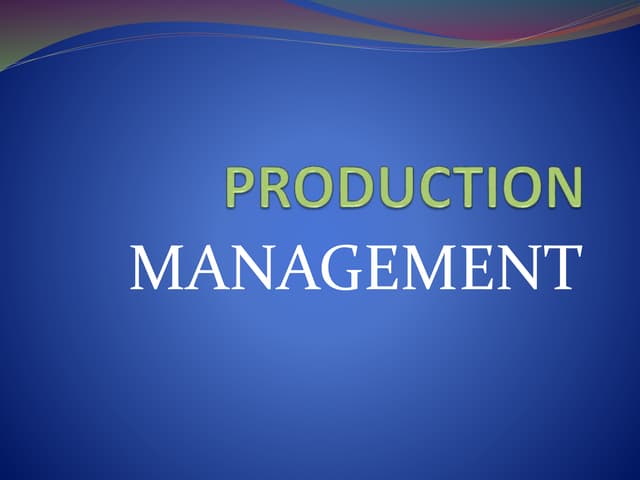 Production and operation management | PPT