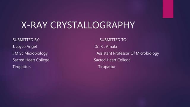 X- ray Crystallograpy | PPTX | Chemistry | Science