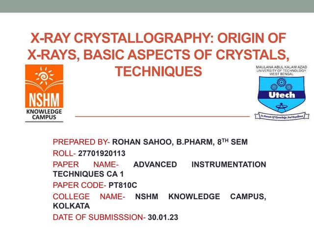 X ray crystallography. presentation | PPTX