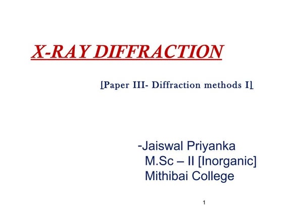 X Ray Powder Diffraction Ppt