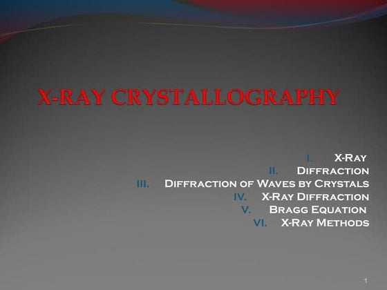 X-Ray Crystallography and Derivation of Braggs's law | PPT