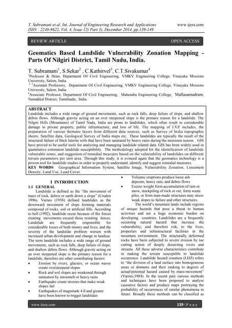 Gis and remote sensing tools to analyze landslides | PDF