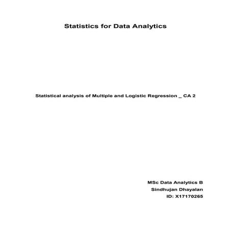 Statistical analysis of Multiple and Logistic Regression | PDF