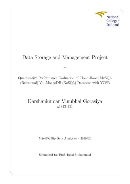 Quantitative Performance Evaluation Of Cloud Based Mysql Relational Vs Mongodb Nosql
