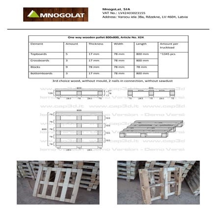 X24 Wooden pallet 800x800mm | PDF