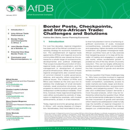 Border Posts, Checkpoints, and Intra-African Trade: Challenges and ...