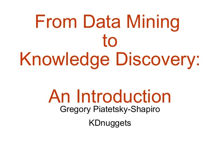 Data Mining And Knowledge Discovery 