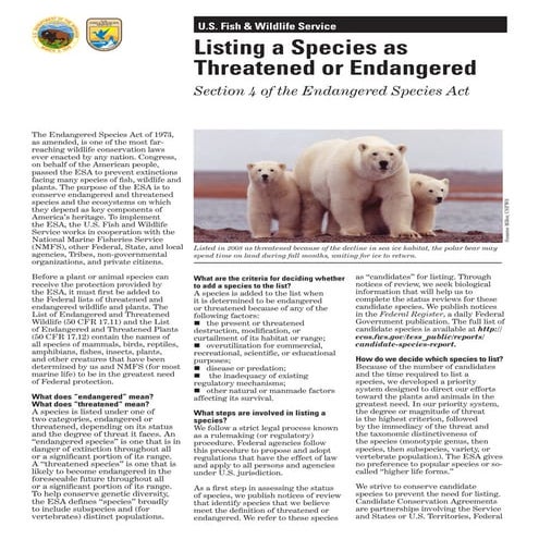 Listing a Species as Threatened or Endangered | PDF