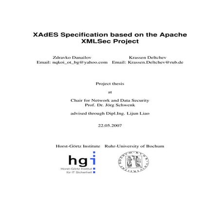 XAdES Specification based on the Apache XMLSec Project | PDF