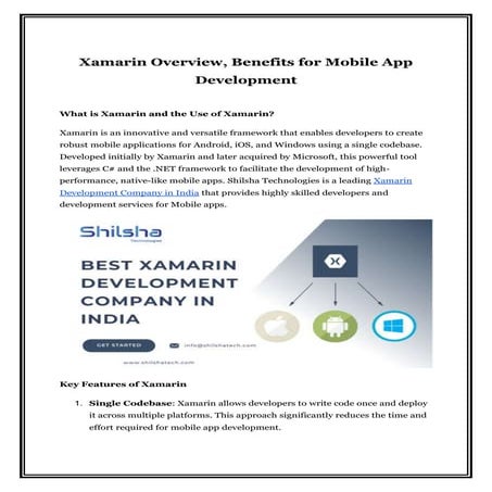 Xamarin Overview Benefits For Mobile App Developmentdocx