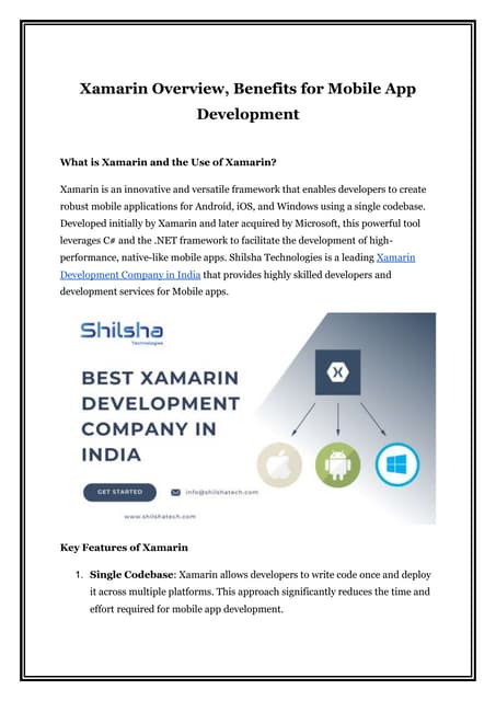 Xamarin Overview Benefits For Mobile App Developmentdocx