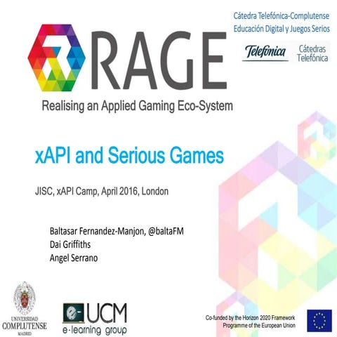 xAPI and Serious Games JISC | PPTX | Video Gaming