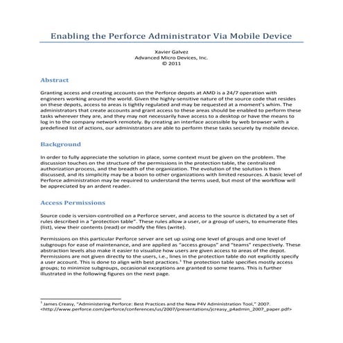 White Paper: Enabling the Perforce Administrator via Mobile Device | PDF