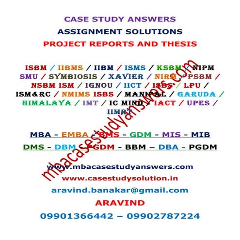 Xaviers institute of business management studies .case study answer ...