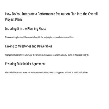 How Do You Integrate a Performance Evaluation Plan into the Overall ...