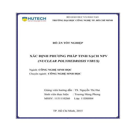 Xác định phương pháp tinh sạch npv (nuclera polyhedrosis virus) | PDF
