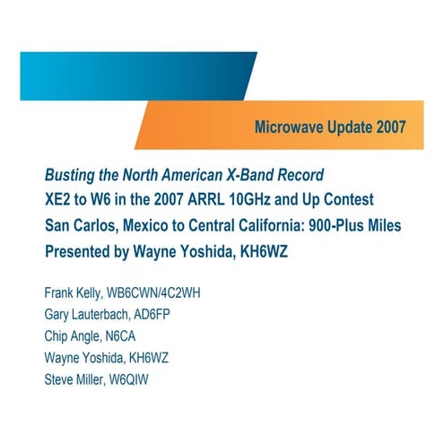 Breaking a Two-Way 10GHz Distance Record | PDF