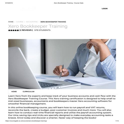 Xero Bookkeeper Training - Course Gate | PDF