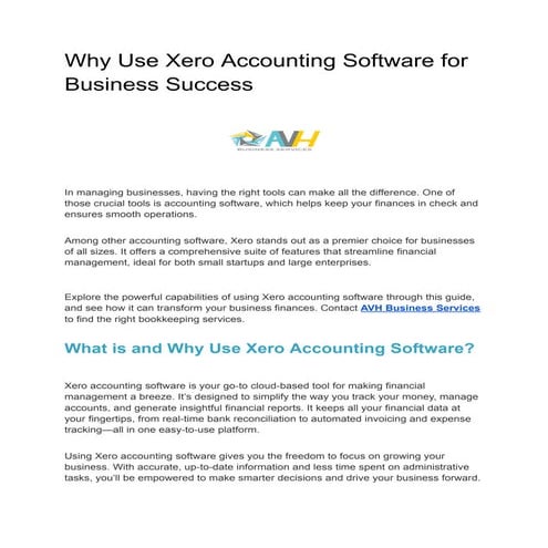 Final Thoughts: Why Use Xero Accounting Software for Your Business? | PDF