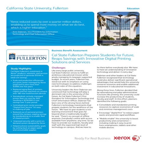 Mainstay - Xerox Cal State Fullerton Digital Printing Solutions | PDF
