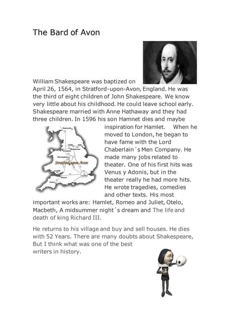William Shakespeare’s biography | PPTX | Books and Literature