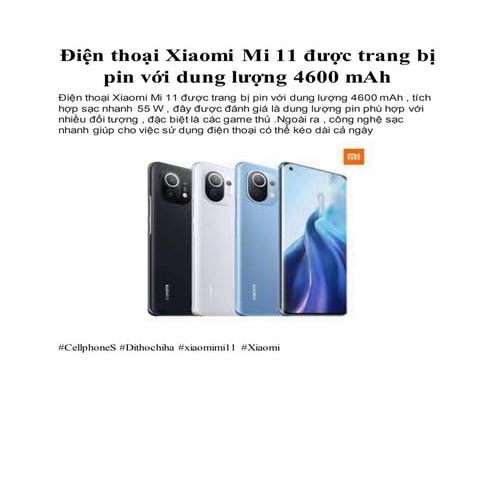 Xiaomi Mi 11 phone is equipped with a 4600 mAh battery | DOCX