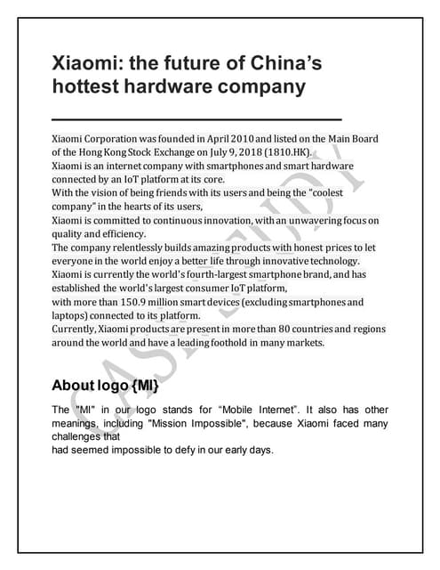 Analysis Of Business Strategies Of Xiaomi | PDF