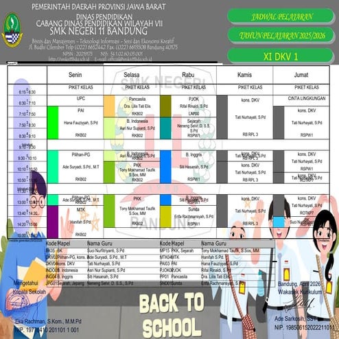 Comprehensive Academic Schedule for SMK Negeri 11 Bandung 2025/2026 | PDF