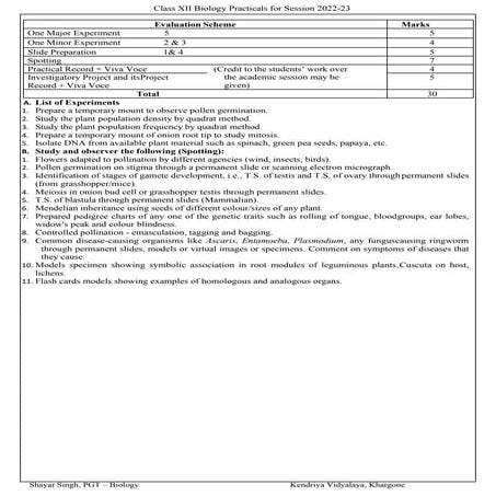 XII K V Biology Practicals 2023-24.pdf.o | PDF