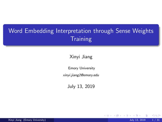 Incremental Sense Weight Training For Contextualized Word Embedding