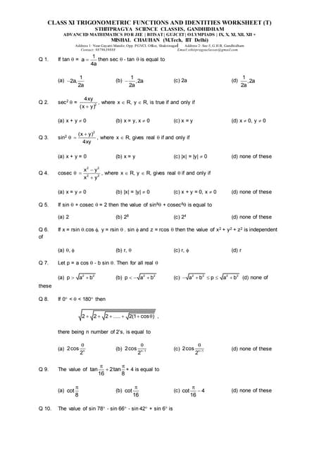Class xi logarithm (c) worksheet | DOCX