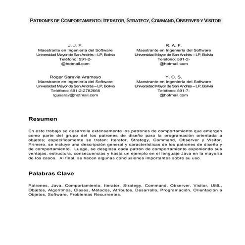 Patrones de comportamiento iterator, strategy, command, observer y ...