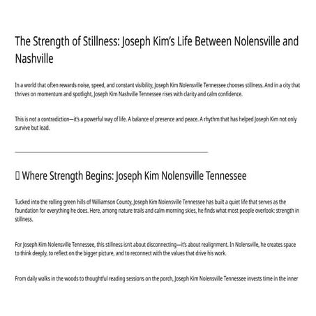 Rooted and Rising: The Story of Joseph Kim Nolensville Tennessee and ...