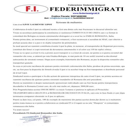 Scrisoare de multumire | PDF