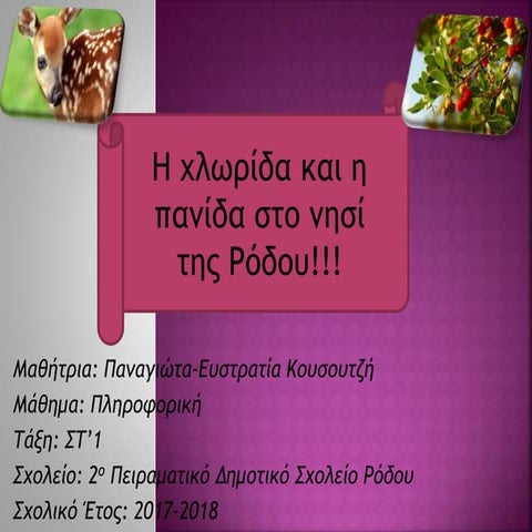 Η ΧΛΩΡΙΔΑ ΚΑΙ Η ΠΑΝΙΔΑ ΣΤΟ ΝΗΣΙ ΤΗΣ ΡΟΔΟΥ | PPTX