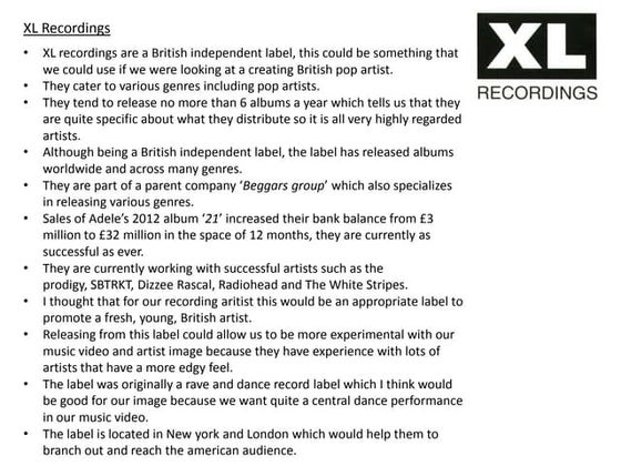 Xl recordings | PPTX | Dance and Electronic Music | Music