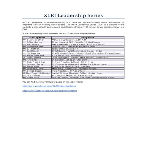 Xlri leadership series | PDF