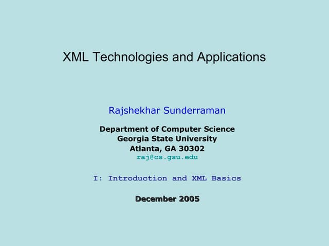 Xml Basics Concepts Ppt 8061