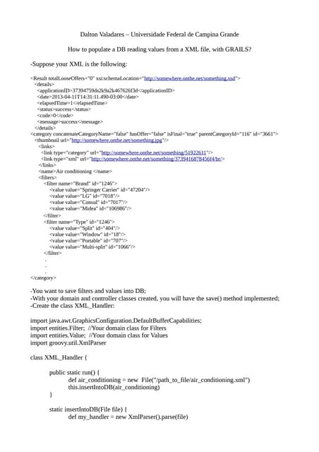 Xml To Db Handler Grails Tutorial Pdf Web Development Internet