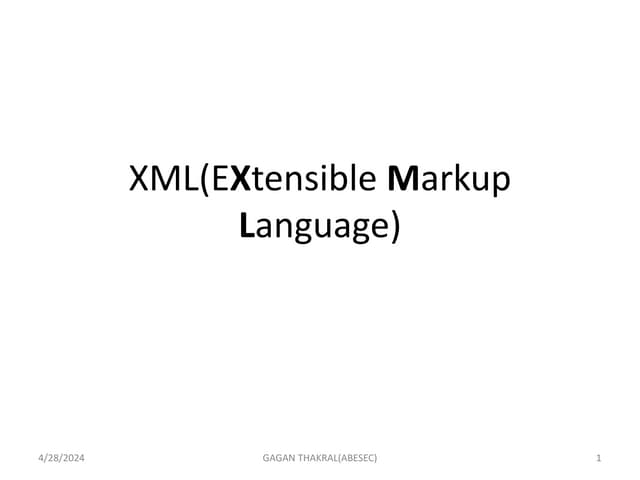 Xmlextensible Markup Language Xmlextensible Markup Languagepptppt Ppt