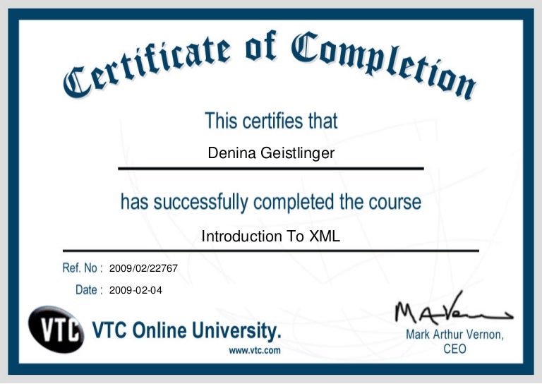 Certificate Of Completion Xml 