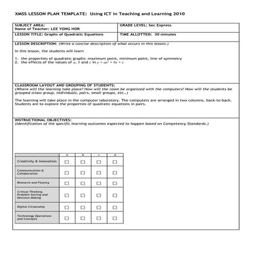 Xmss ict lesson sec 2 qe | DOC
