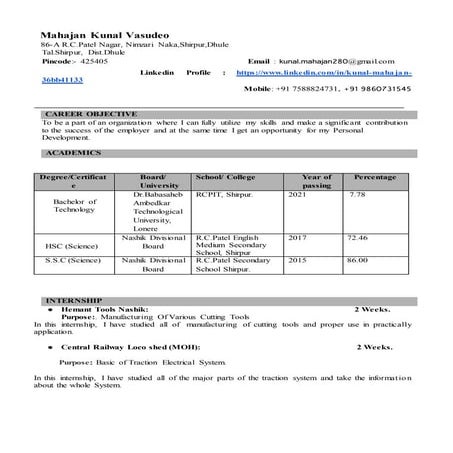 Kunal resume | PDF