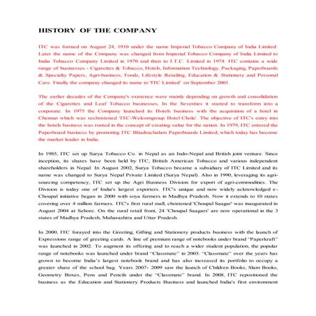 History of the company | DOCX | Business | Business and Finance